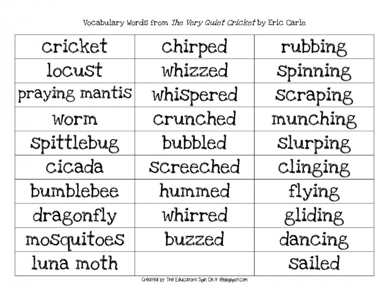 The Very Quiet Cricket Virtual Book Club Activities - The Educators ...
