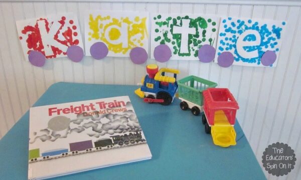 Creating a Name Train Craft And Train Snack for Preschoolers