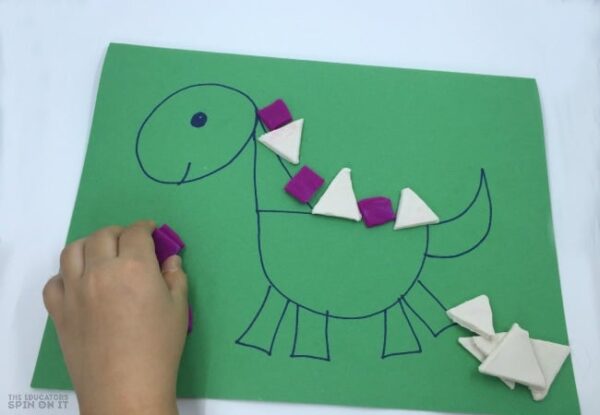 Dinosaur Shapes Game for Kids with Playdough