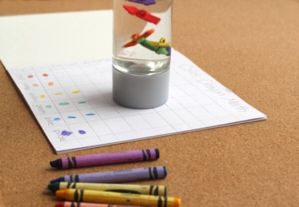 Explore Graphing With Crayon Themed Sensory Bottle Math Game