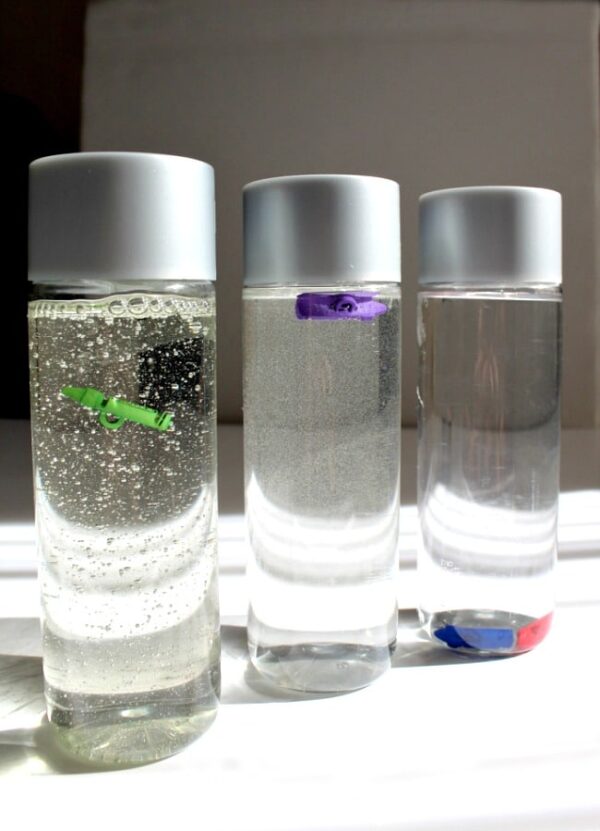 Science Sensory Bottles for Density Exploration with Crayons