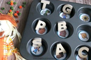 Fall Muffin Tin Syllable Counting Game for Kids to Make and Play