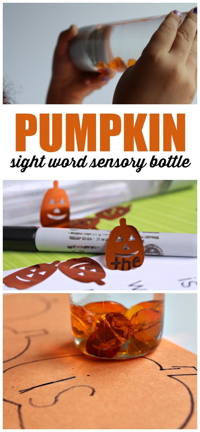 How to Make a Pumpkin Sight Word Game with a Sensory Bottle