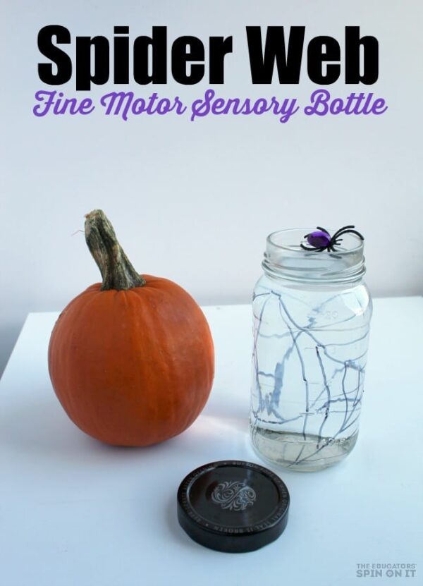 Fine Motor Spider Web Sensory Bottle Activity for Kids