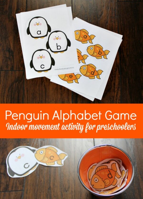 Penguin Themed Alphabet Game for Preschoolers with Printable