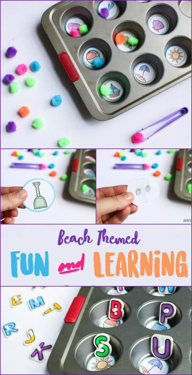 BEACH Unit: Make and Play a Summer Muffin Tin Syllable Counting Game