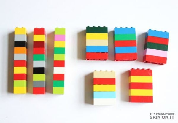 Fidget Spinner Math Challenge with LEGO Bricks to teach Measurement