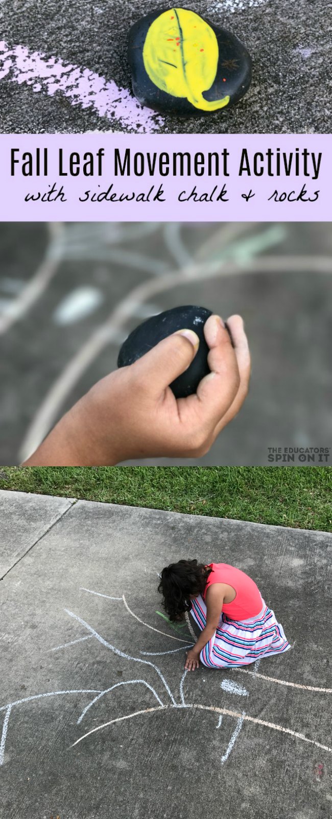 Fall Leaf Movement Activity with SideWalk Chalk for Preschoolers