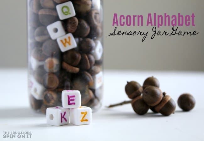 Acorn Alphabet Sensory Jar Game for Preschoolers