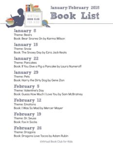 January and February Book List For Our Virtual Book Club for Kids