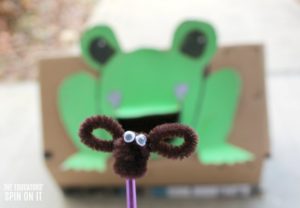 Frog Themed Toss Game for Preschoolers with Pipe Cleaner Bugs