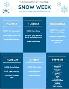 Snow Week Preschool Planner