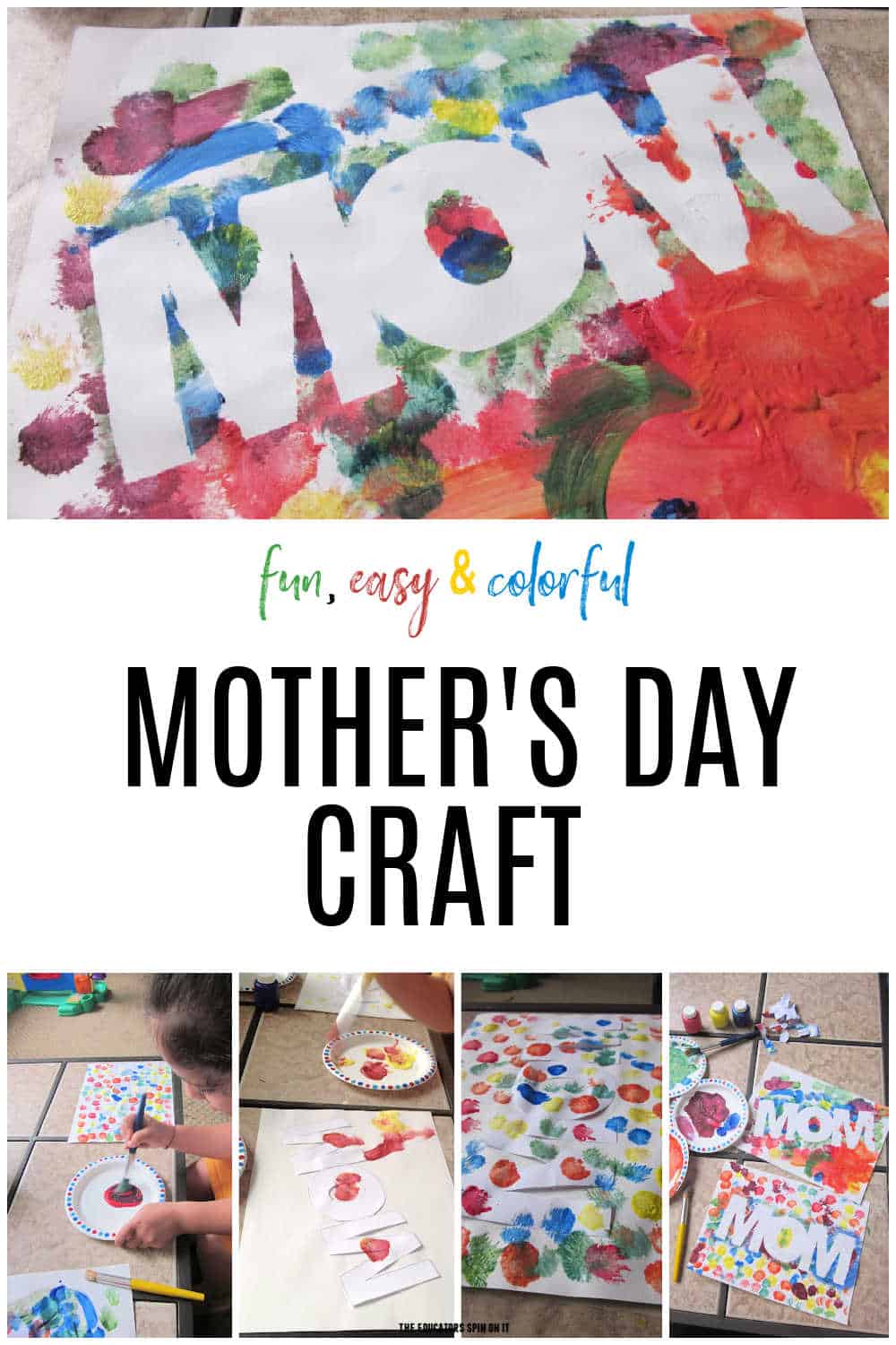 Easy Mother's Day Craft Idea for Kids with Paint Resist